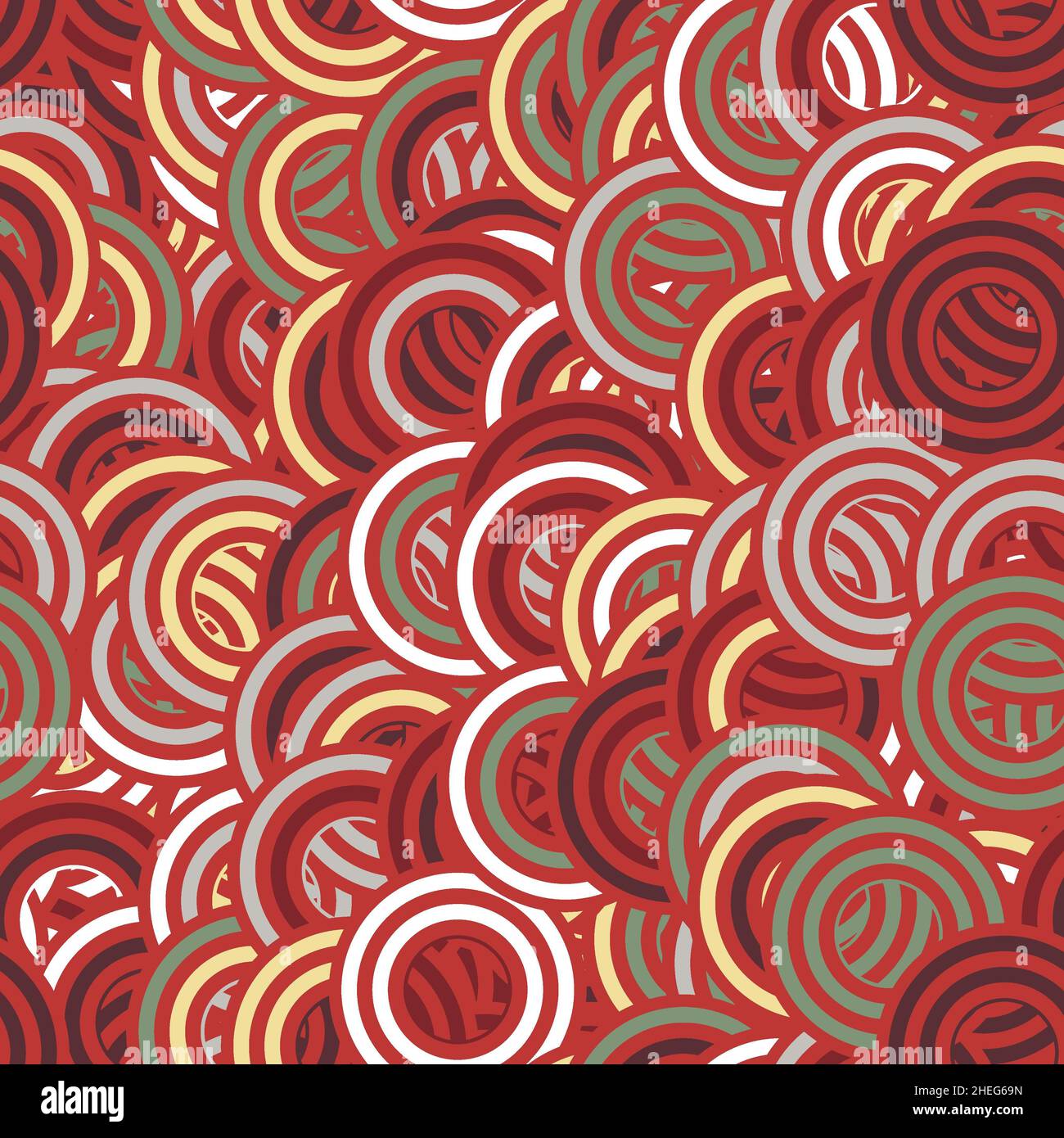 Seamless concentric circle in retro colors dizzy surface pattern design ...