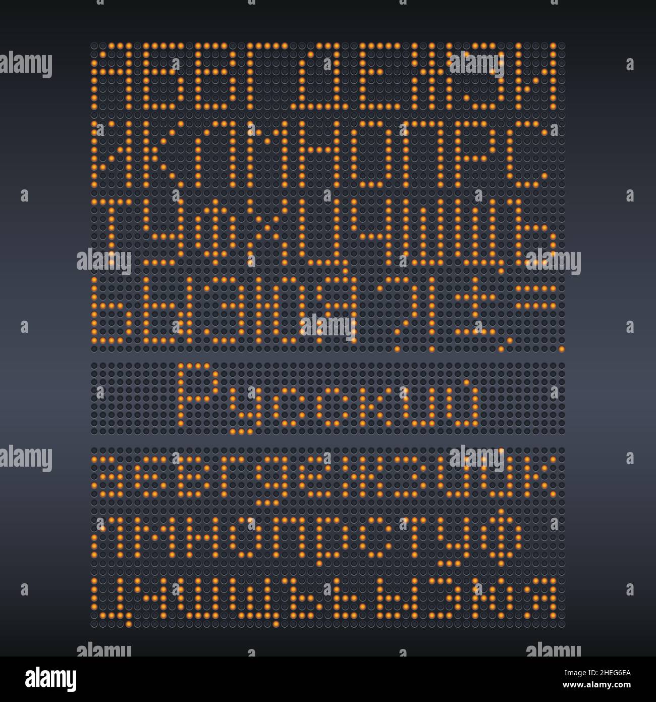 Colorful yellow LED display against dark background Stock Vector Image ...