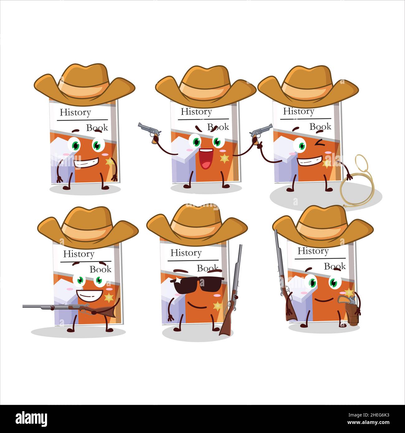 Cool cowboy history books cartoon character with a cute hat. Vector ...