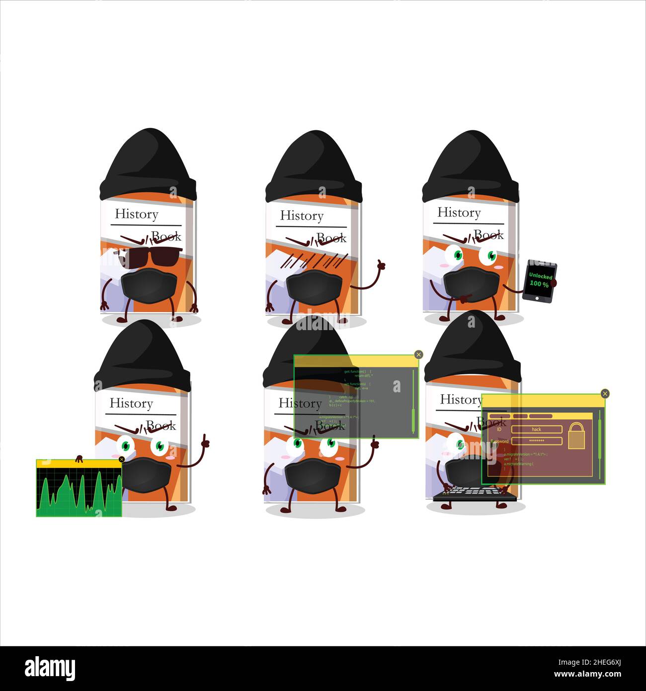 A Hacker history books character mascot with. Vector illustration Stock ...