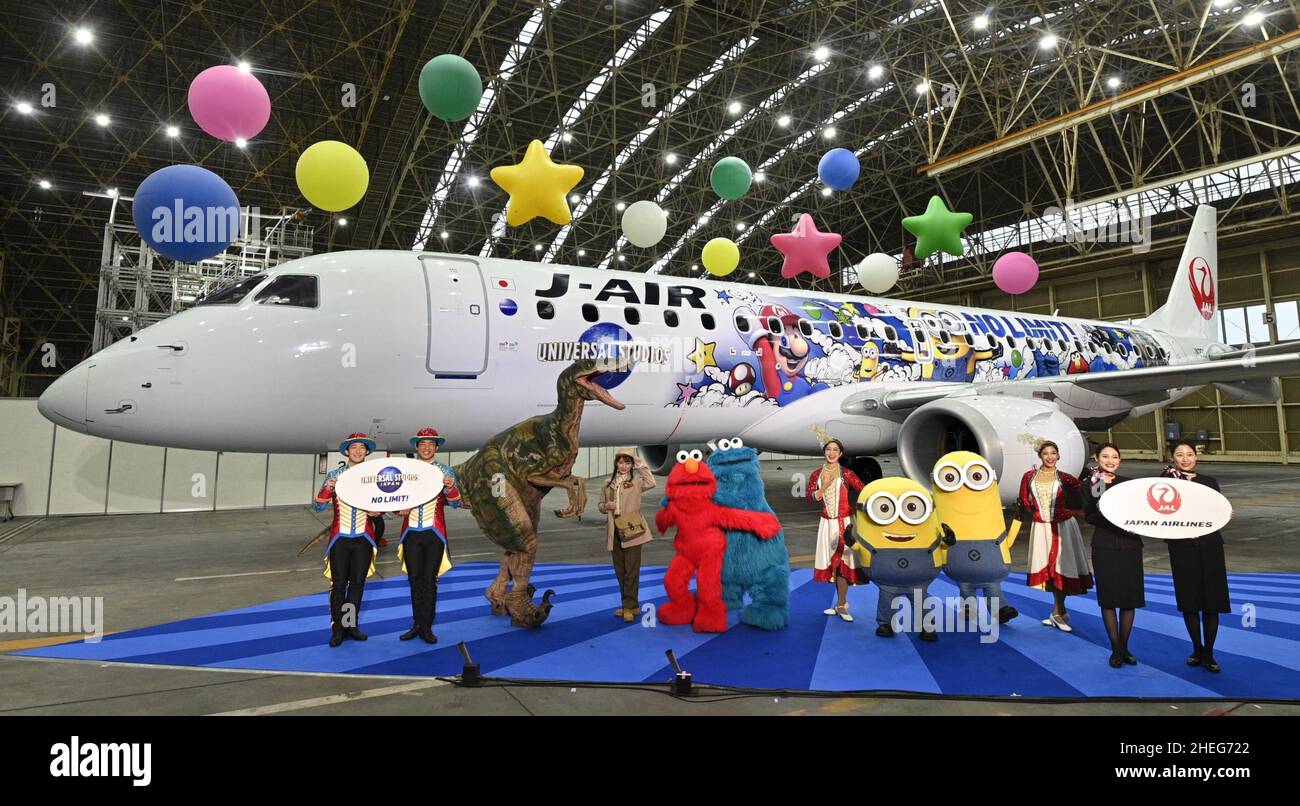 Japan Airlines Co. unveils a jet bearing characters featured at the ...