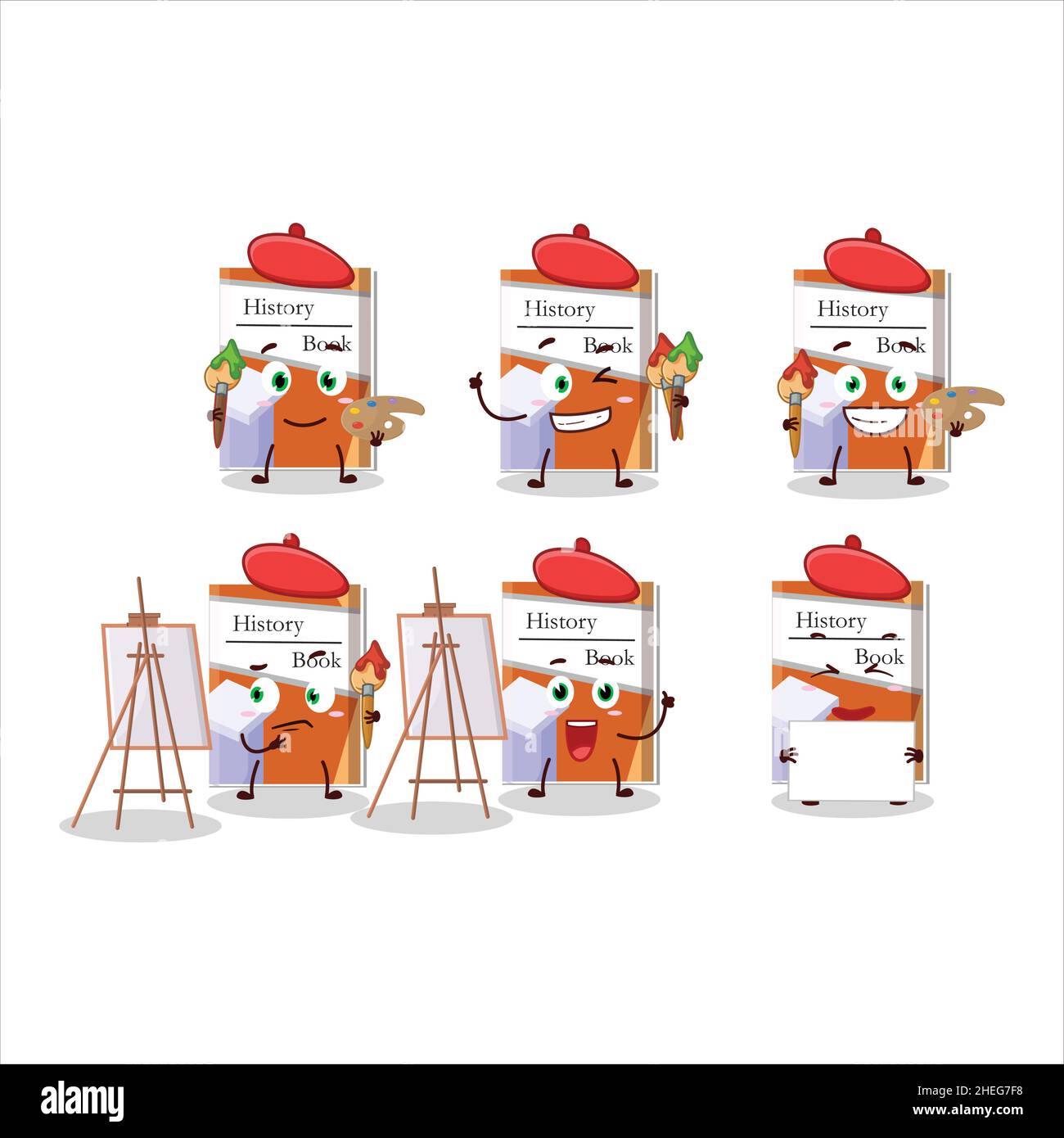 Artistic Artist of history books cartoon character painting with a ...