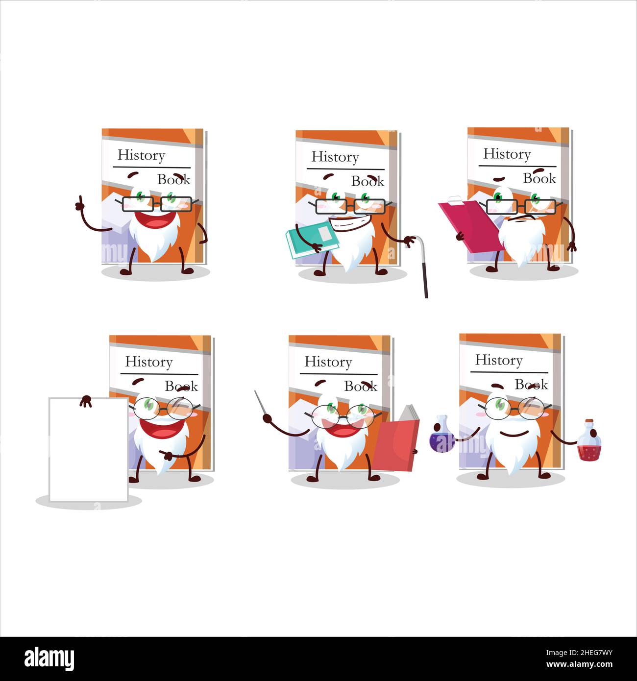 Professor history books academic cartoon character working on ...