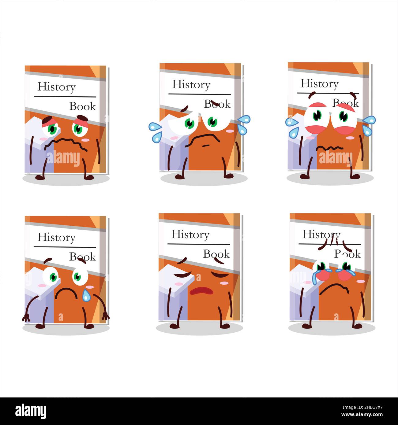 History books cartoon character with sad expression. Vector ...