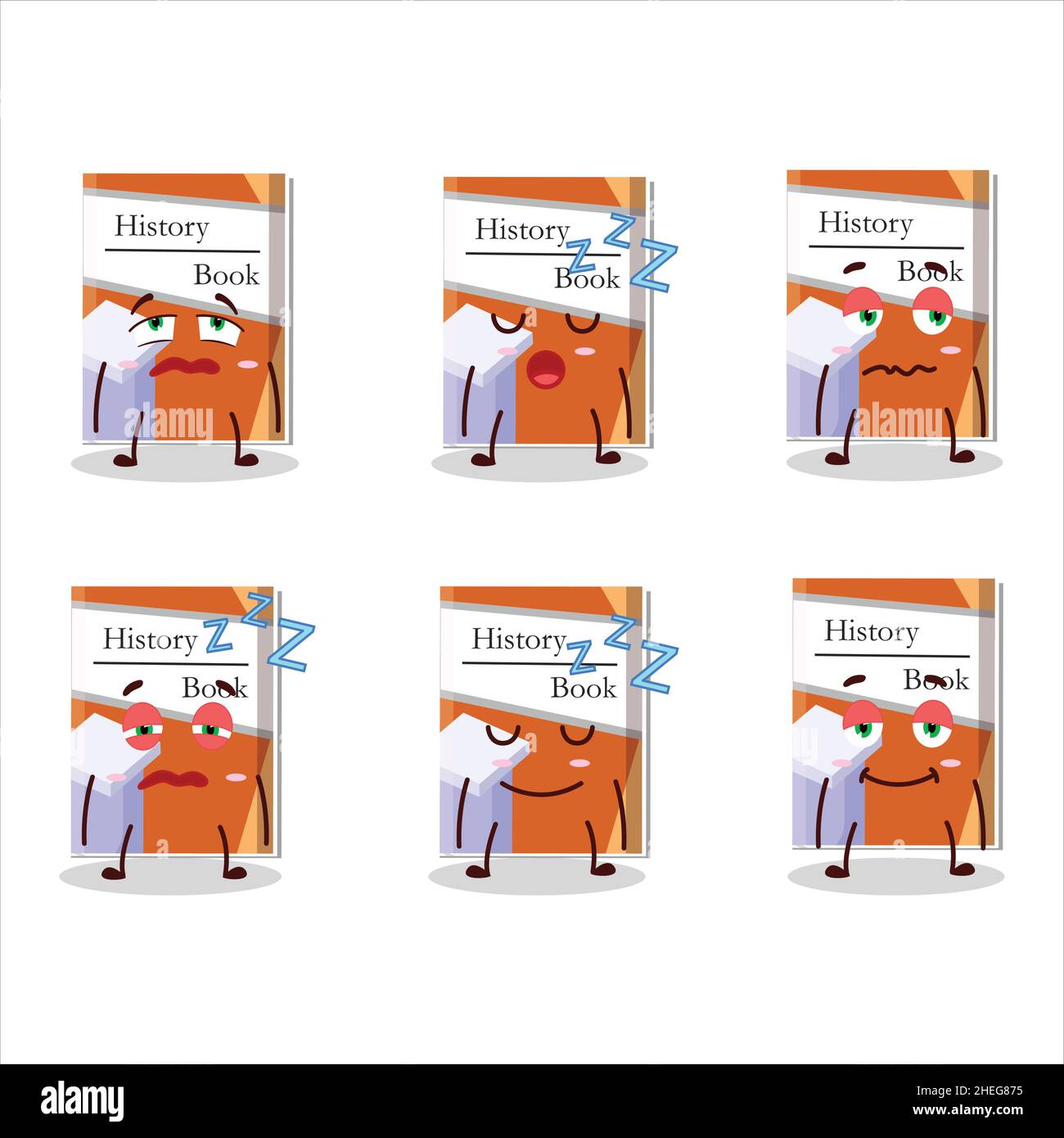 Cartoon character of history books with sleepy expression. Vector ...