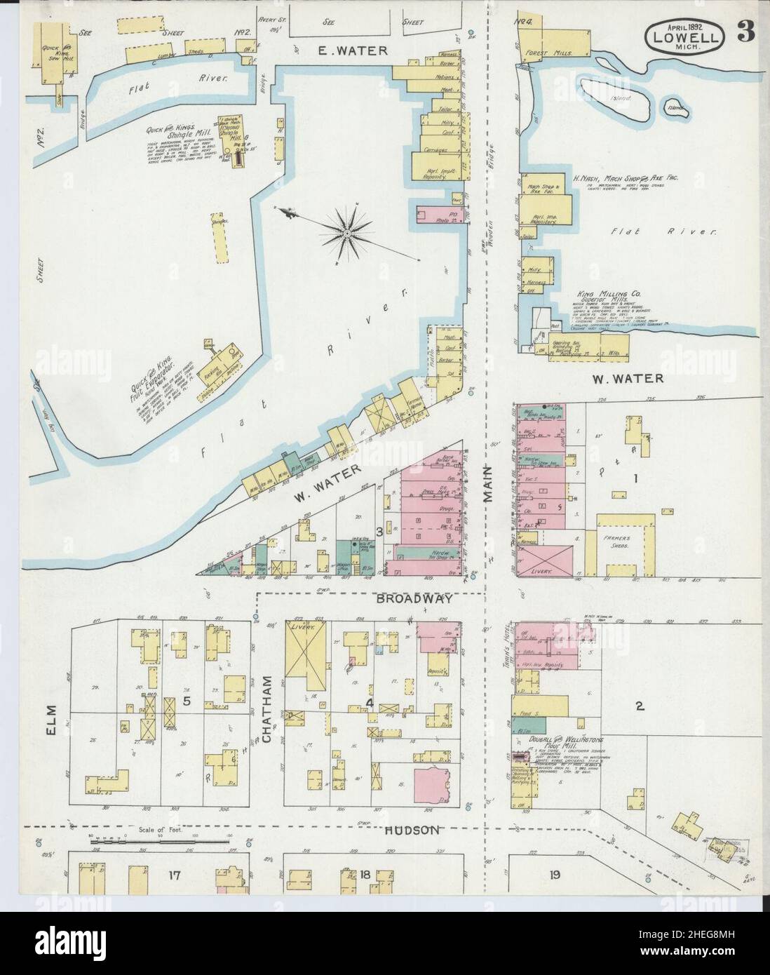 Sanborn Fire Insurance Map from Lowell, Kent County, Michigan Stock ...