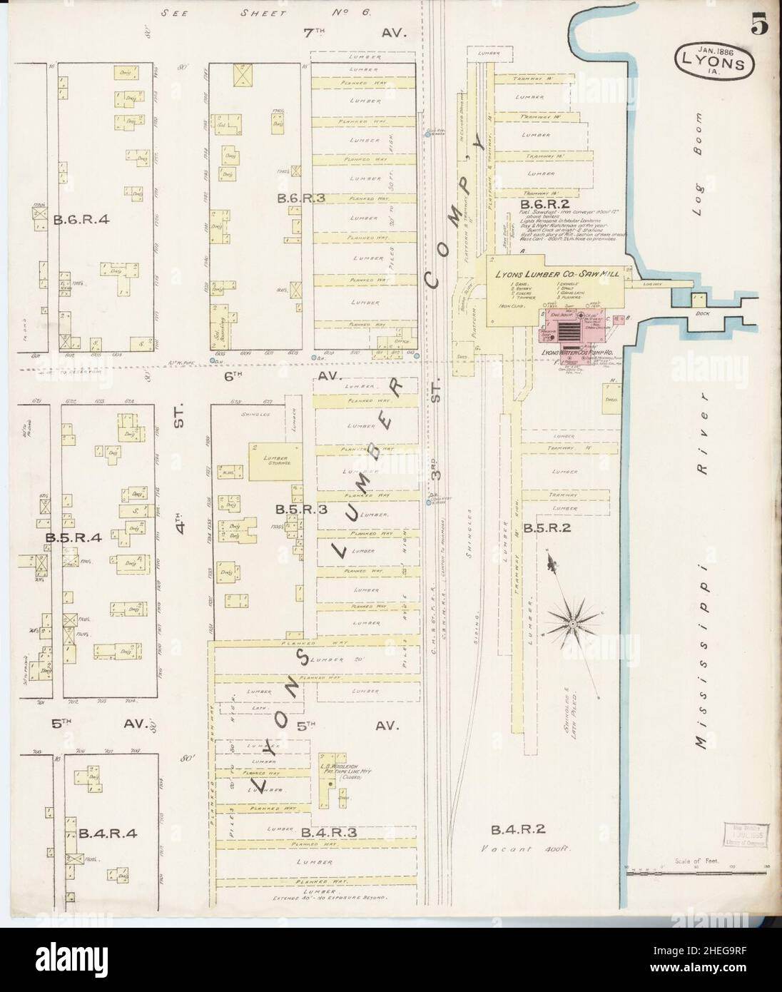 Sanborn Fire Insurance Map from Lyons, Clinton County, Iowa Stock Photo ...