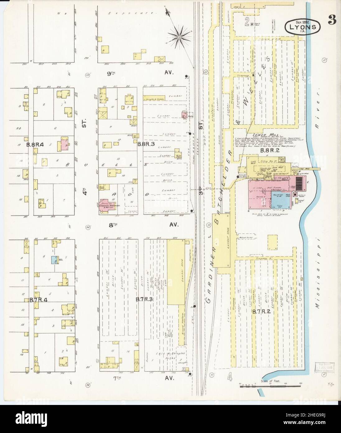 Sanborn Fire Insurance Map from Lyons, Clinton County, Iowa Stock Photo ...
