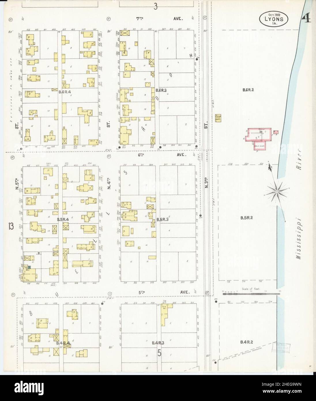 Sanborn Fire Insurance Map from Lyons, Clinton County, Iowa Stock Photo ...