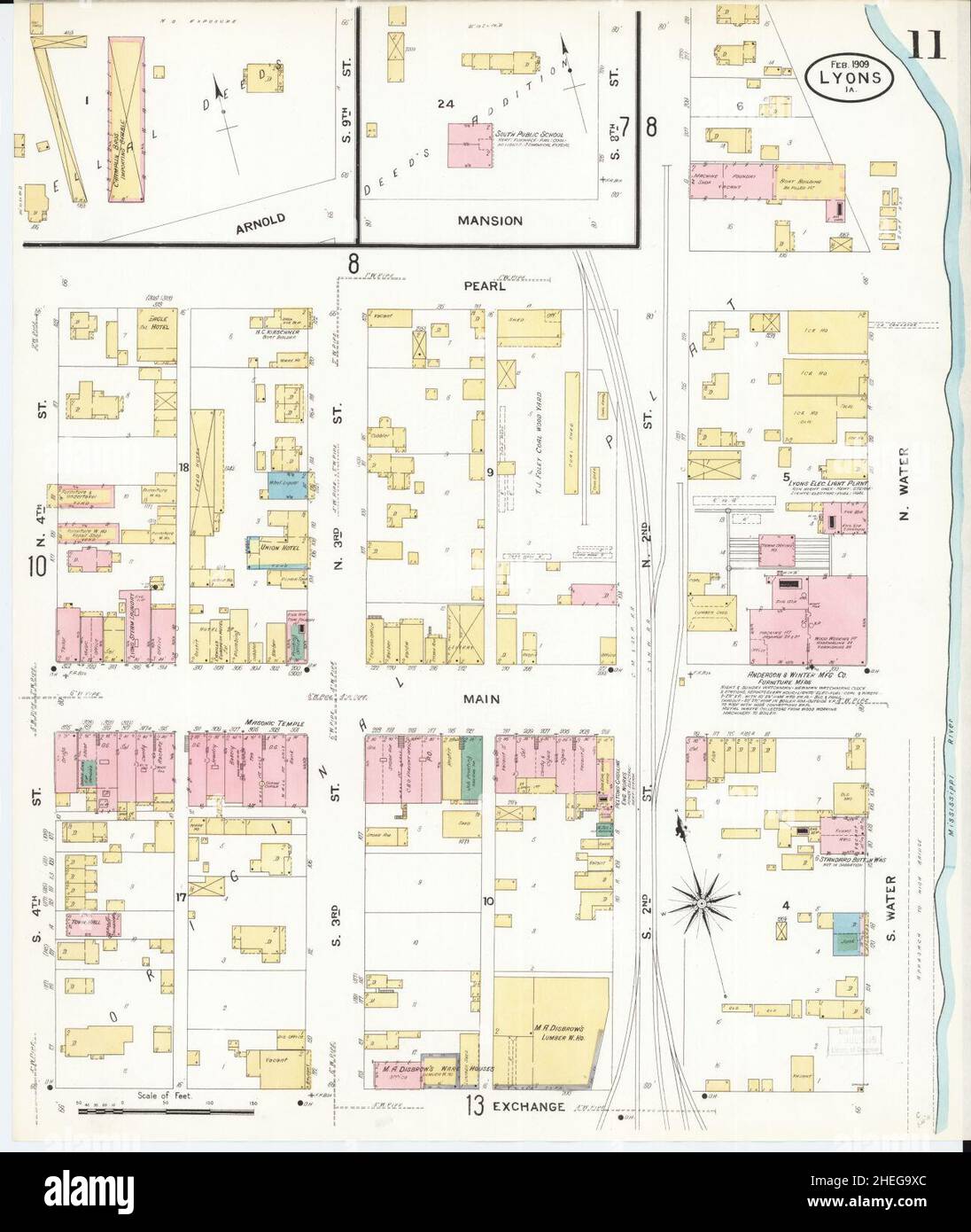 Sanborn Fire Insurance Map from Lyons, Clinton County, Iowa Stock Photo ...