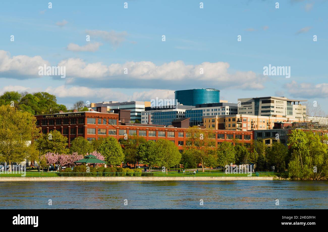 View of the Grand Rapids skyline from across the Grand River Stock ...
