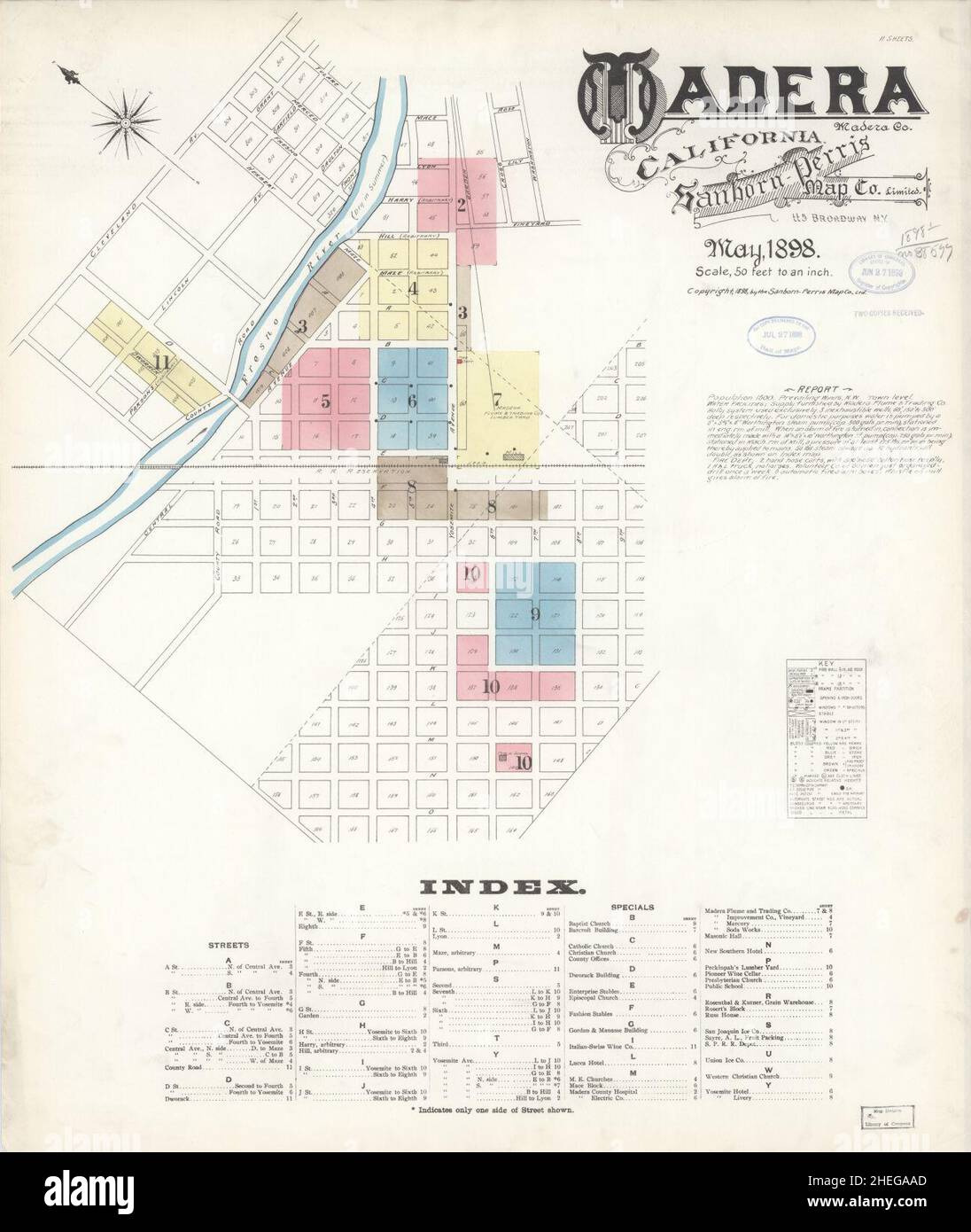 Sanborn Fire Insurance Map from Madera, Madera County, California Stock ...