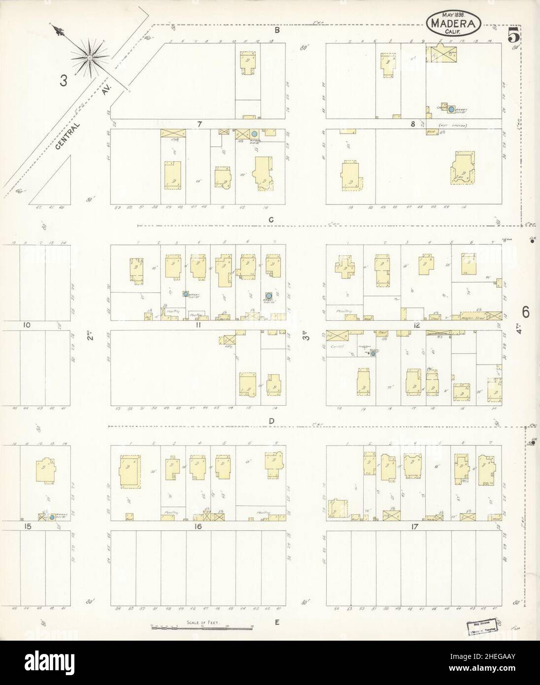 Sanborn Fire Insurance Map from Madera, Madera County, California Stock ...