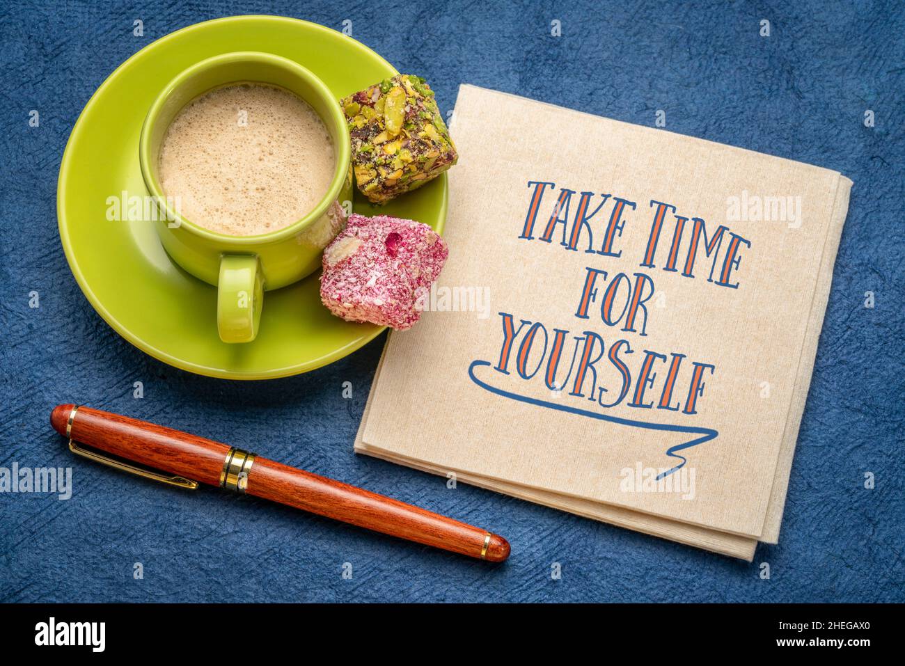 take time for yourself inspirational note - handwriting on a napkin ...