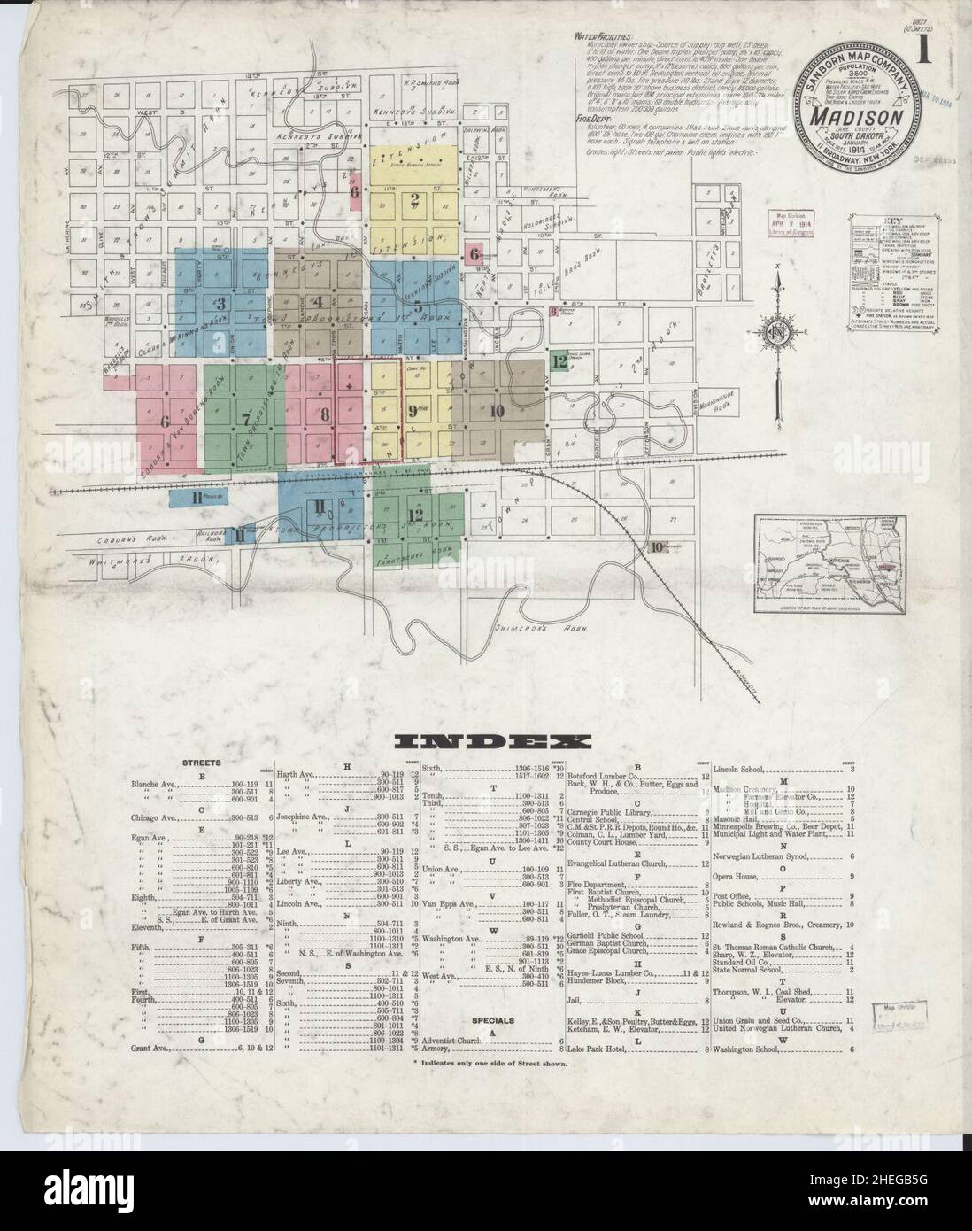 Map of madison south dakota hi-res stock photography and images - Alamy