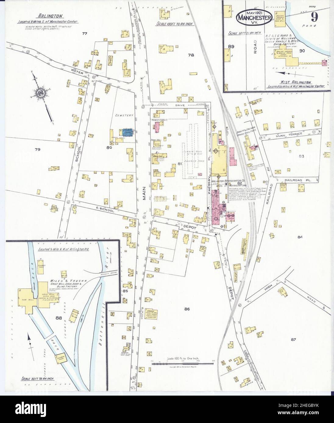 Vermont manchester map hi-res stock photography and images - Alamy