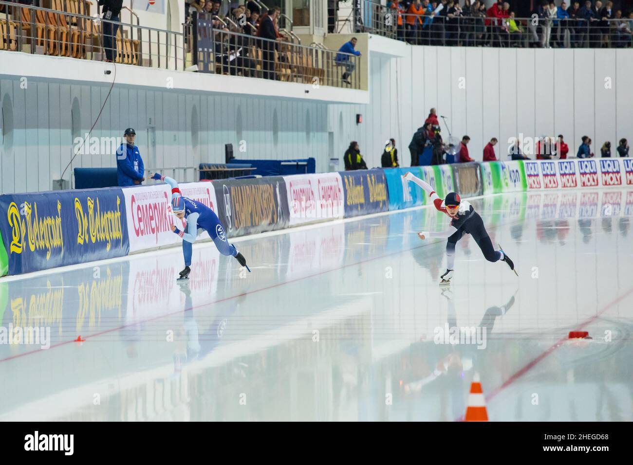 ISU European Speed Skating Championships. Athlete on ice. Classic speed ...