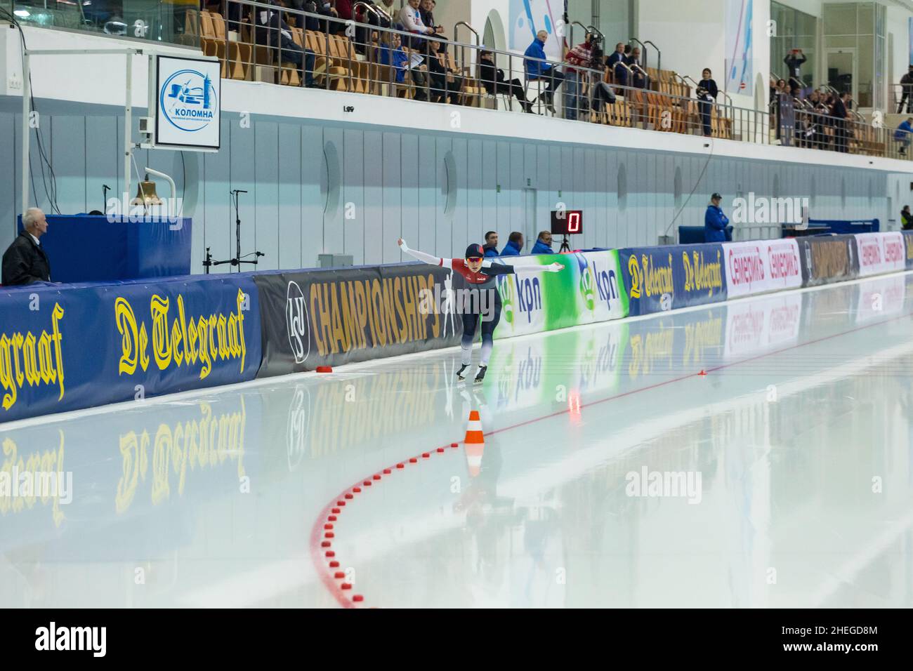 ISU European Speed Skating Championships. Athlete on ice. Classic speed ...