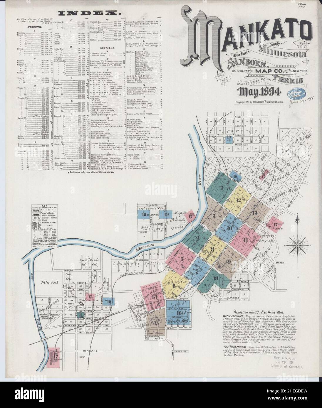 Sanborn Fire Insurance Map from Mankato, Blue Earth And Nicollet ...