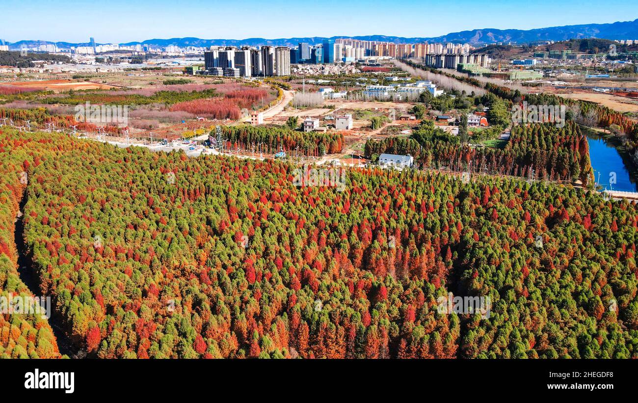 KUNMING, CHINA - JANUARY 10, 2022 - Aerial photo taken on Jan. 10, 2022 ...