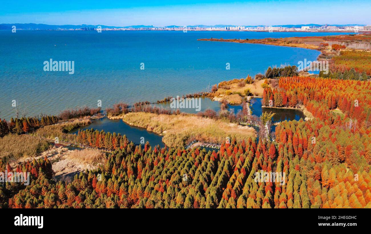 KUNMING, CHINA - JANUARY 10, 2022 - Aerial photo taken on Jan. 10, 2022 ...