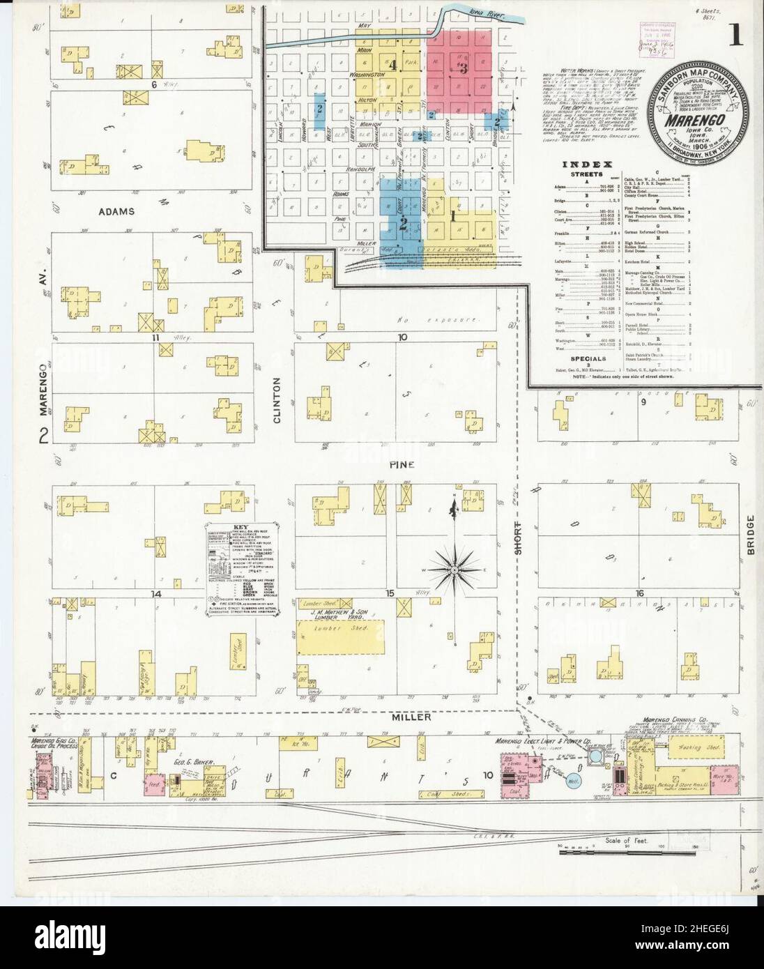 Sanborn Fire Insurance Map from Marengo, Iowa County, Iowa Stock Photo ...