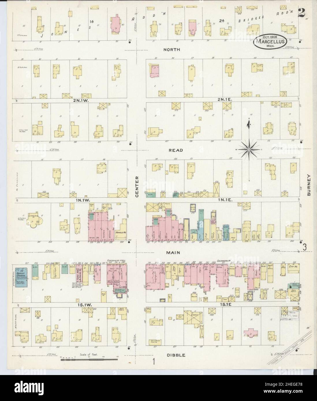 Sanborn Fire Insurance Map from Marcellus, Cass County, Michigan Stock ...