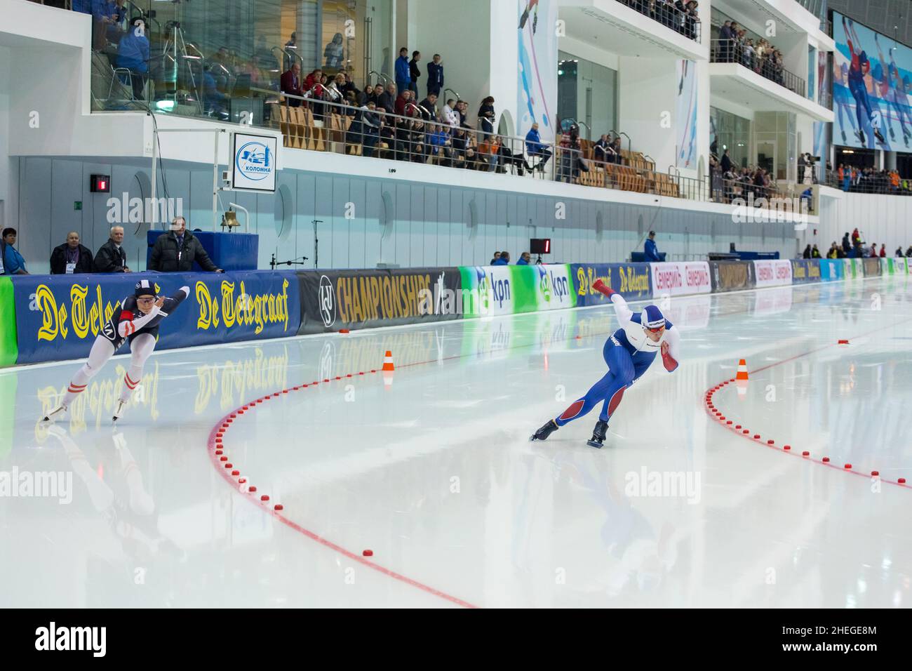 ISU European Speed Skating Championships. Athlete on ice. Classic speed skating or short track ...