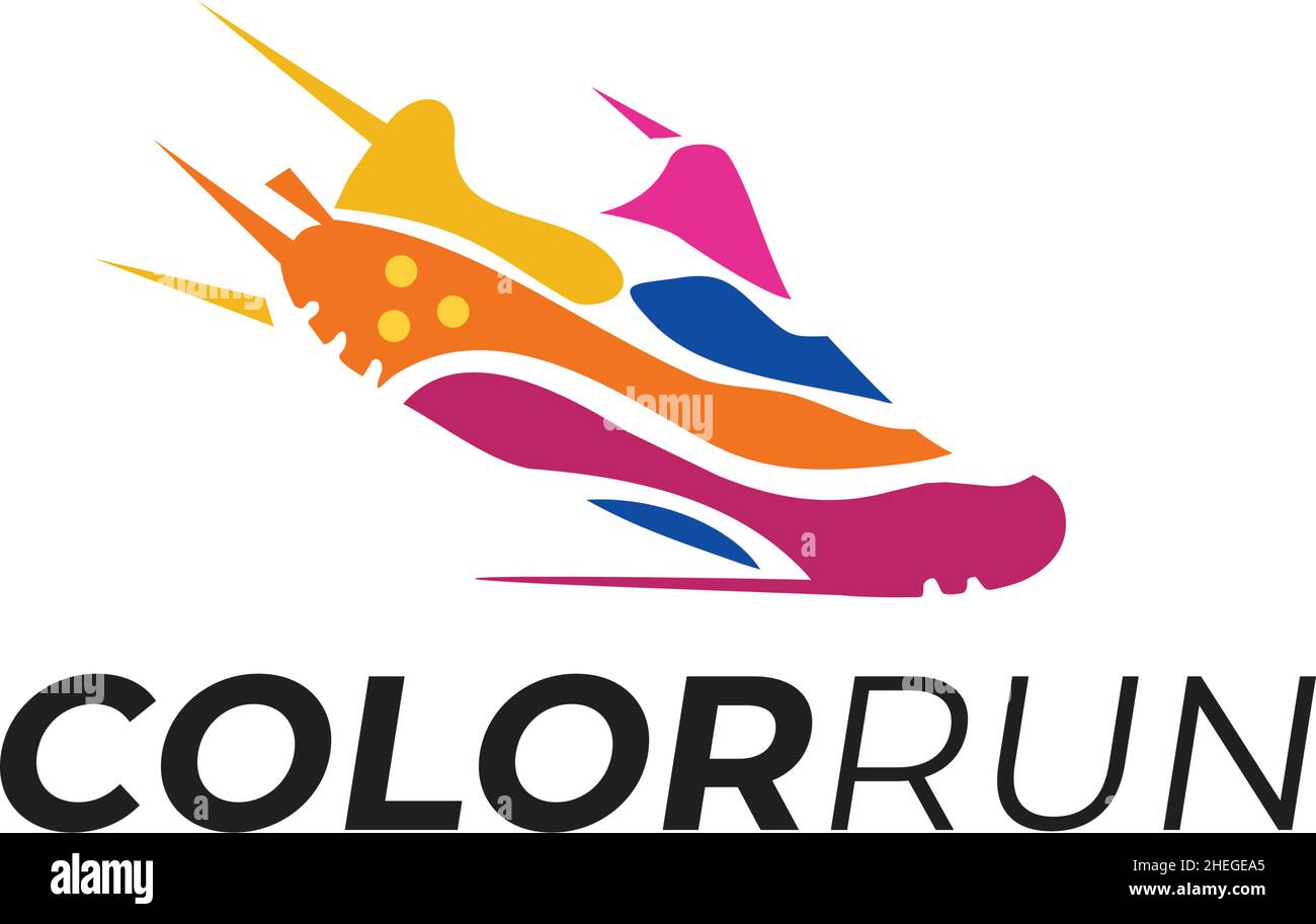 Colorful motion shoes vector logo design for run competition Stock ...