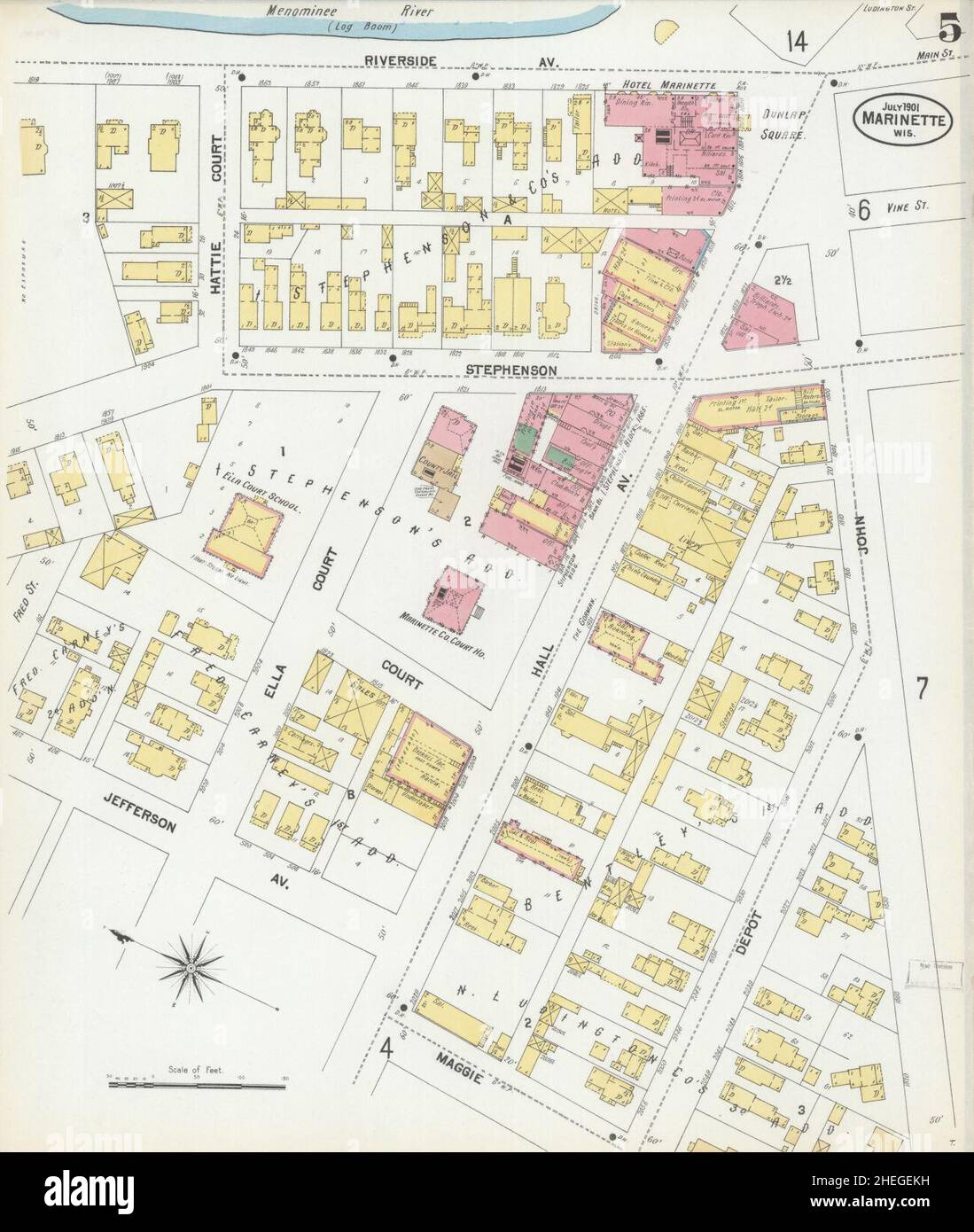 Map of marinette wisconsin hi-res stock photography and images - Alamy