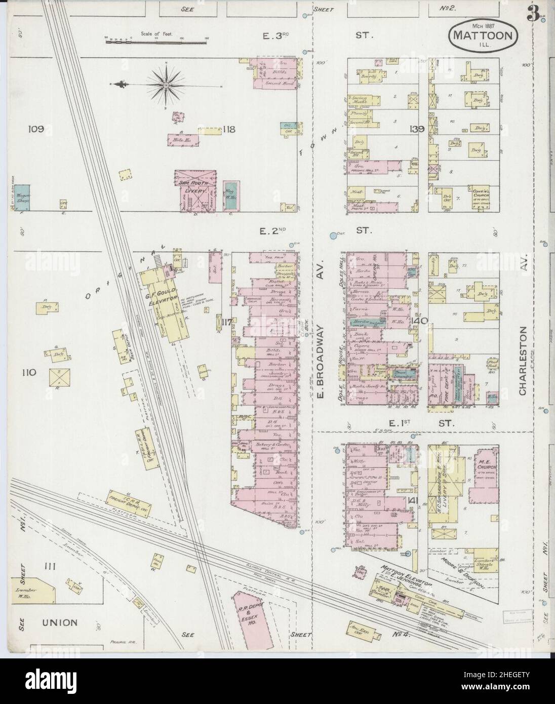 Sanborn Fire Insurance Map from Mattoon, Coles County, Illinois Stock ...
