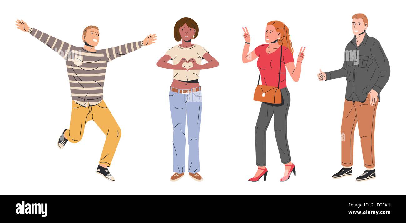 Various People Showing Positive Gestures Stock Vector Image & Art - Alamy