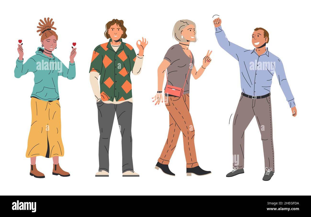 Various People Showing Positive Gestures Stock Vector Image & Art - Alamy