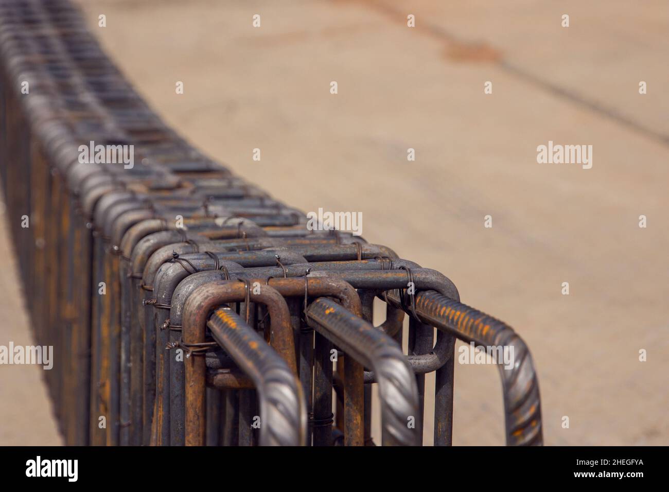 Frame made of steel rods for concreting. Building construction. Steel ...