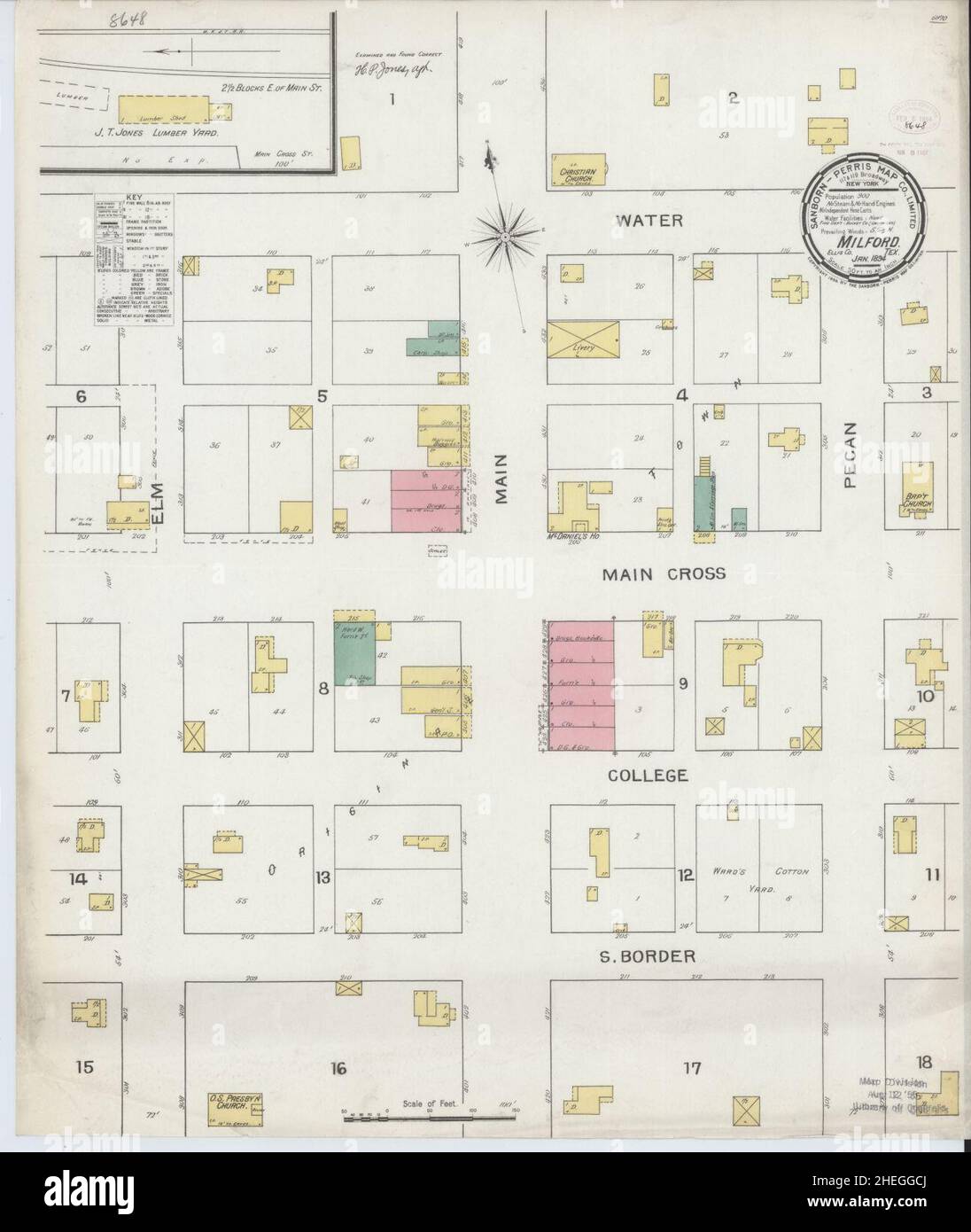 Sanborn Fire Insurance Map from Milford, Ellis County, Texas Stock ...