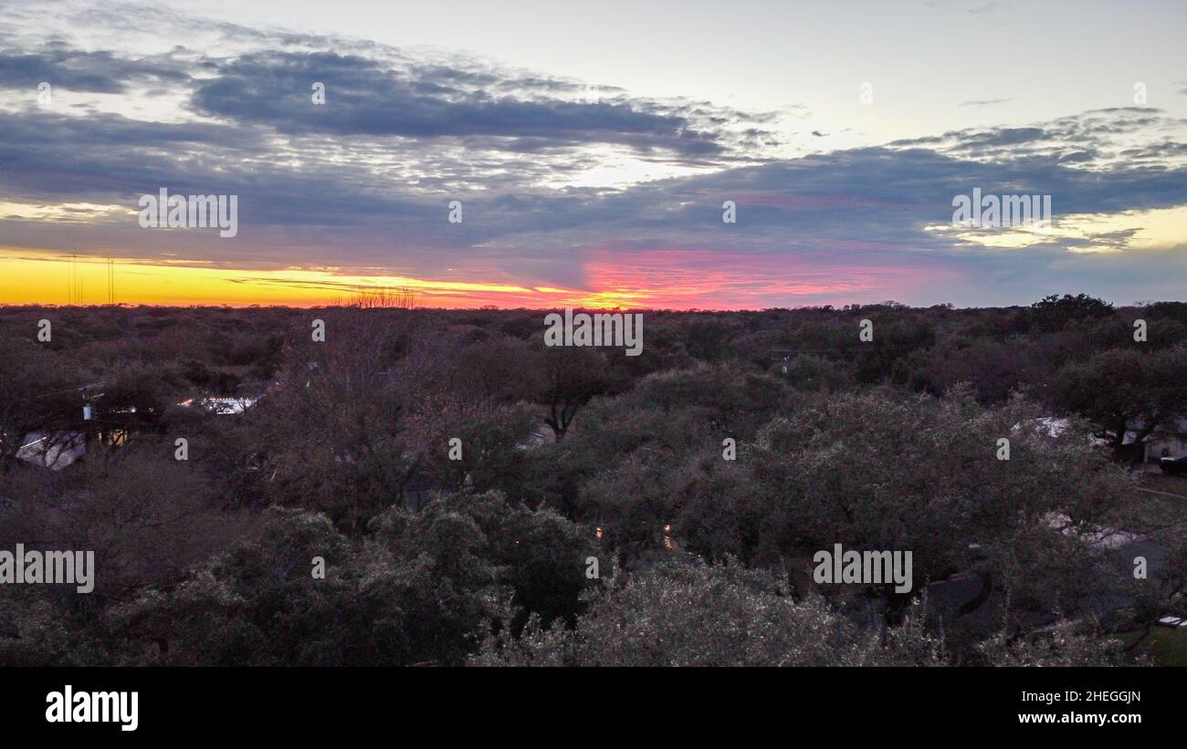 Austin, Texas, USA. 10 January, 2022. Sunset in Austin, Texas. The ...