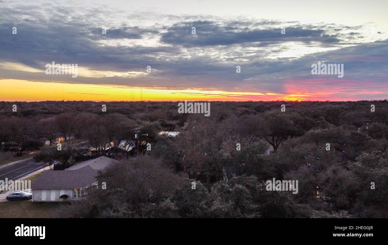 Austin, Texas, USA. 10 January, 2022. Sunset in Austin, Texas. The ...