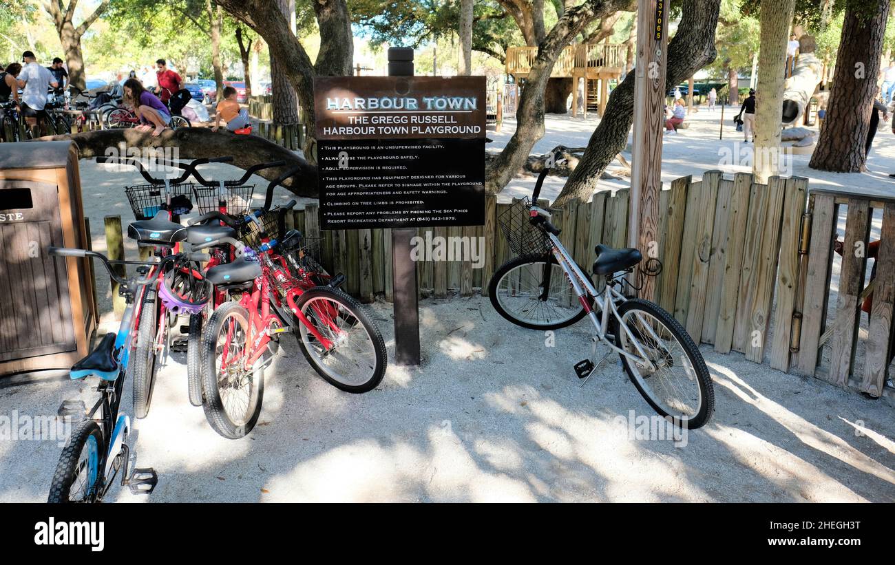 Sign at The Gregg Russell Harbour Town Playground at Harbour Town in ...