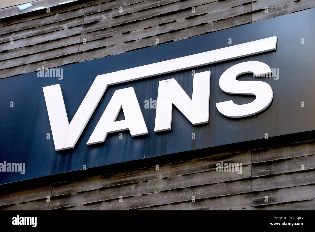Vans brand logo on the street in New York City, NY, USA on January 10 ...