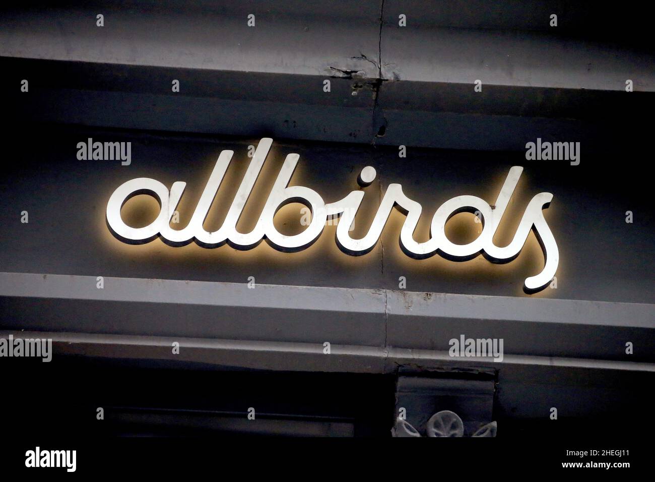 Allbirds brand logo on the street in New York City, NY, USA on January ...