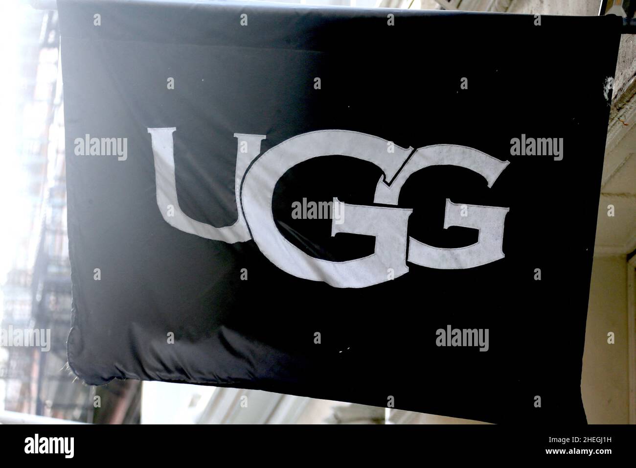 Ugg brand logo on the street in New York City, NY, USA on January 10 ...