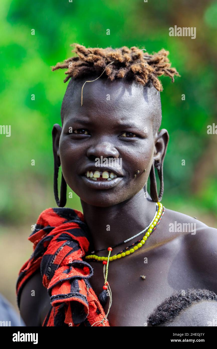 Omo River Valley, Ethiopia - November 29, 2020: Portrait of African ...