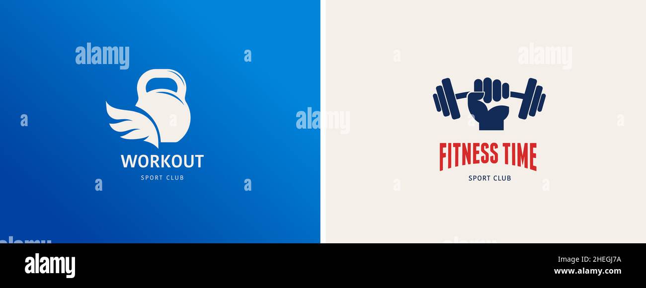 Fitness, Gym, workout and personal trainer logo. Trendy modern style ...