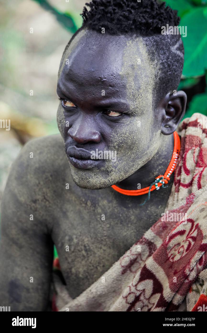Omo River Valley, Ethiopia - November 29, 2020: Portrait of African Man ...