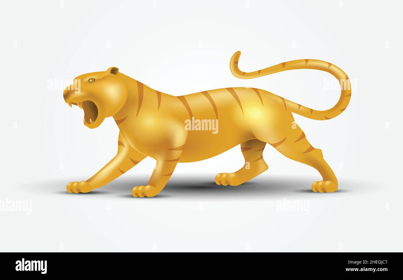 angry golden tiger with white background. vector illustration design ...