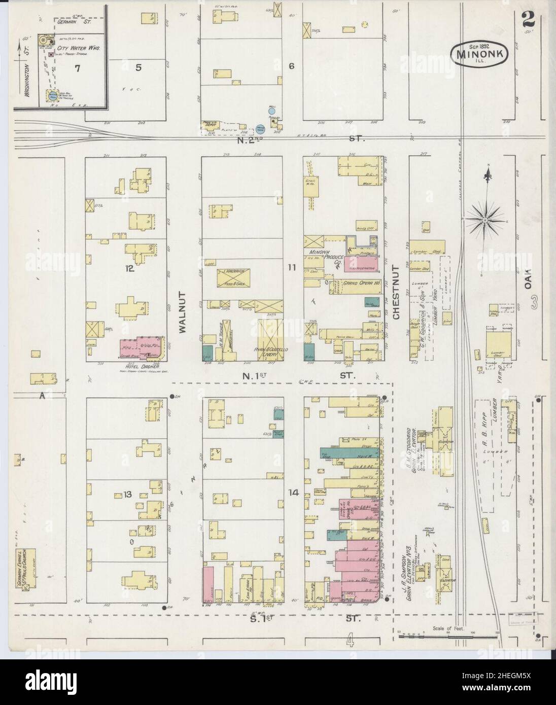 Sanborn Fire Insurance Map from Minonk, Woodford County, Illinois Stock ...