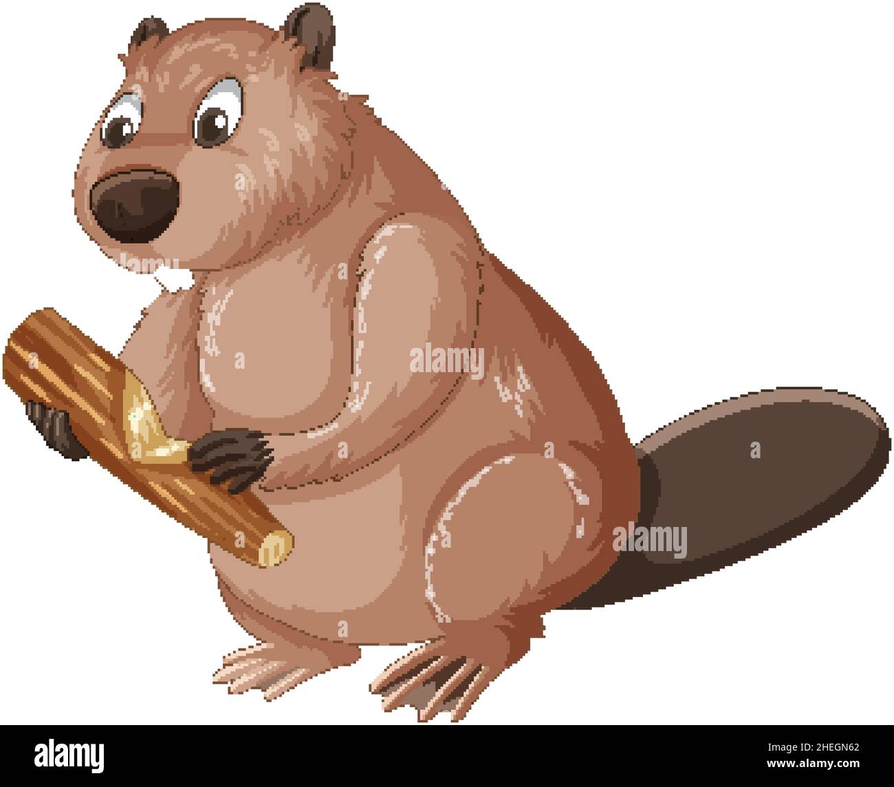 A beaver holding a wood stick illustration Stock Vector Image & Art - Alamy