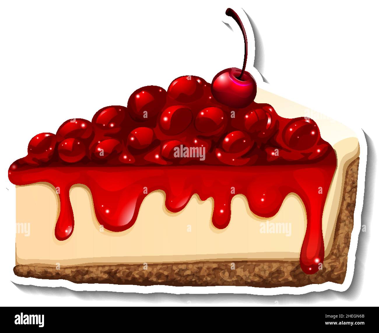 A piece of cherry cheesecake in cartoon style illustration Stock Vector ...