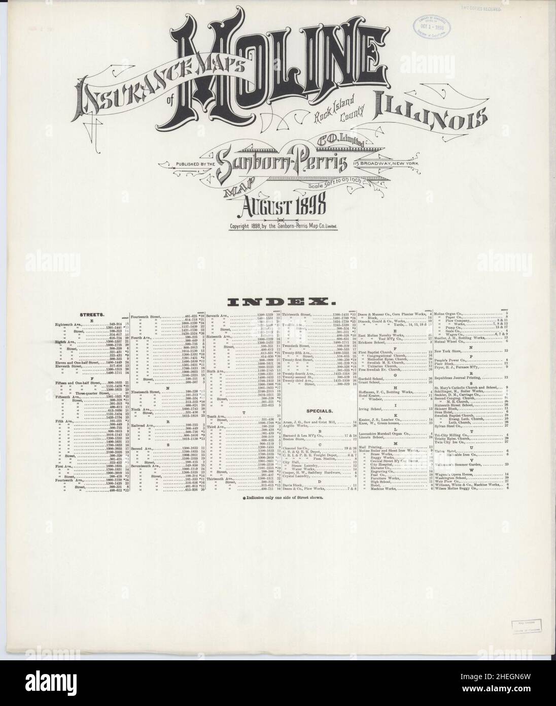 Sanborn Fire Insurance Map from Moline, Rock Island County, Illinois ...