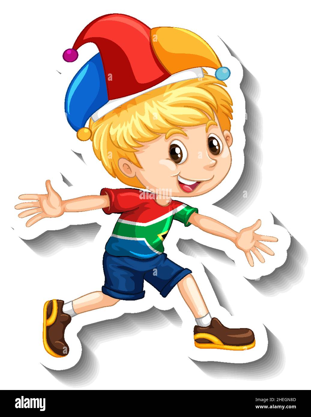 Sticker Canadian boy wearing Jester hat illustration Stock Vector Image ...